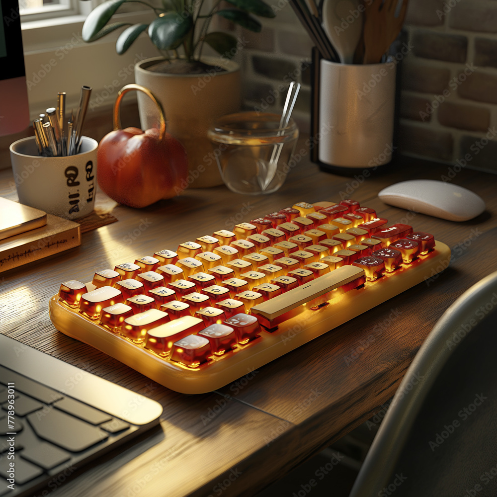 Foto de Multi Color Keyboard a delightfully unique workspace, featuring ...