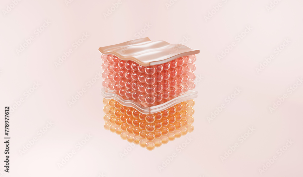 collagen and vitamin under skin cell. serum through the skin layer and ...