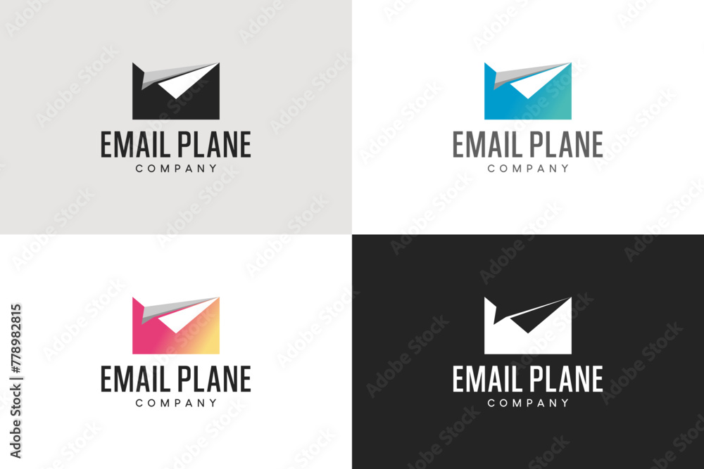 Paper airplane email icon logo vector illustration with different ...