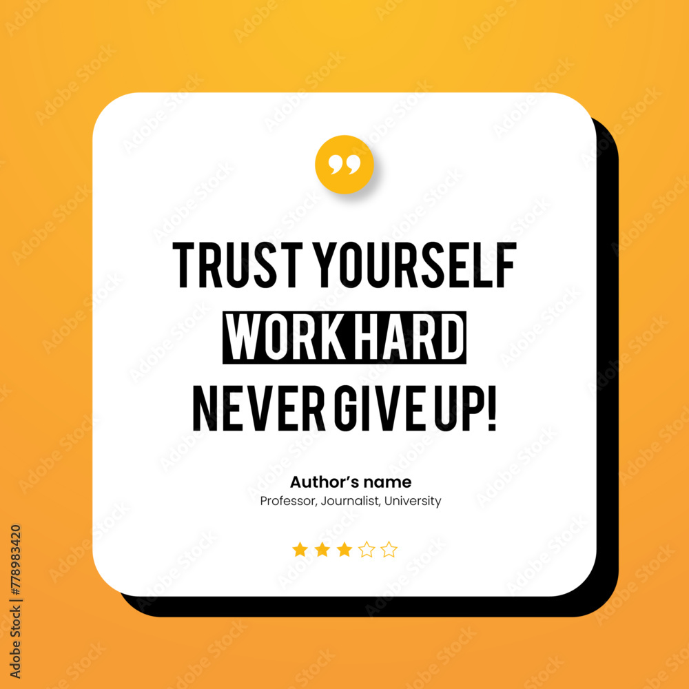 Square Motivation Quote Template. 3D bubble testimonial banner, quote ...