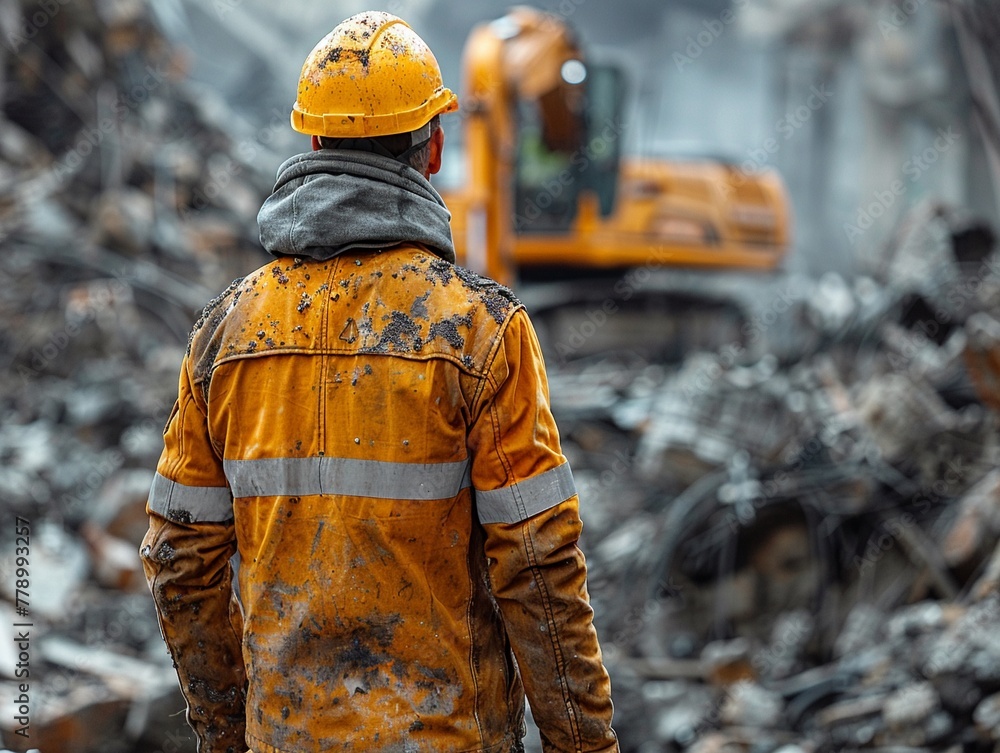 Builder at epicenter of structural demolition operation Stock ...