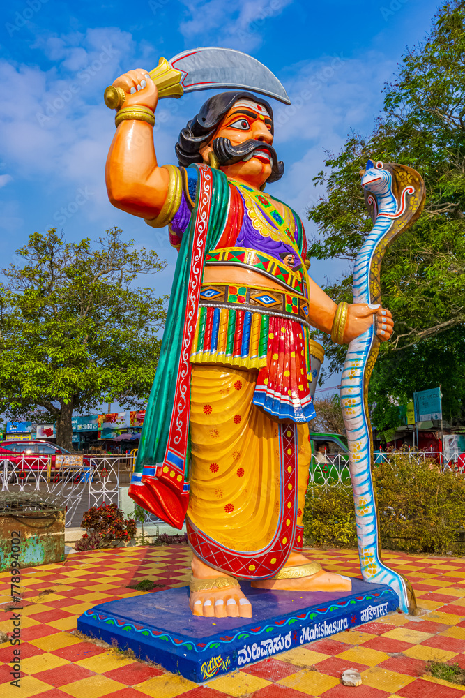 Mahishasura Statue at Chamundi Hill. He is a bovine asura in Hinduism ...
