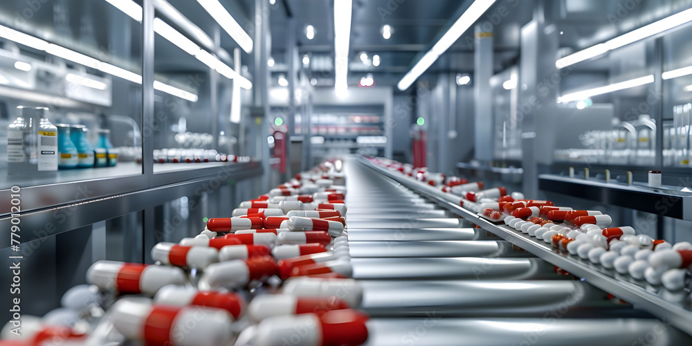 Automated Pharmaceutical Production: Medicines on Conveyor System ...