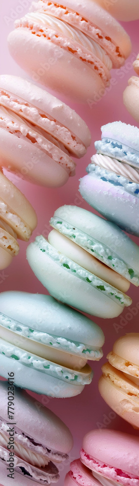Closeup of a French Macaron selection, pastel colors and delicate ...