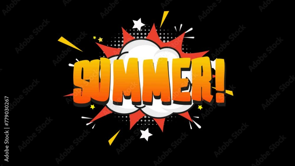 SUMMER pop art in comic style text video 4K animation. cartoon bubble ...