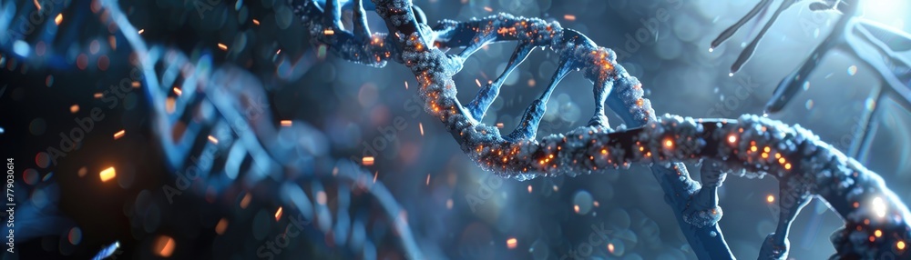 Hyper-realistic image of a DNA repair suite, where damaged strands are ...