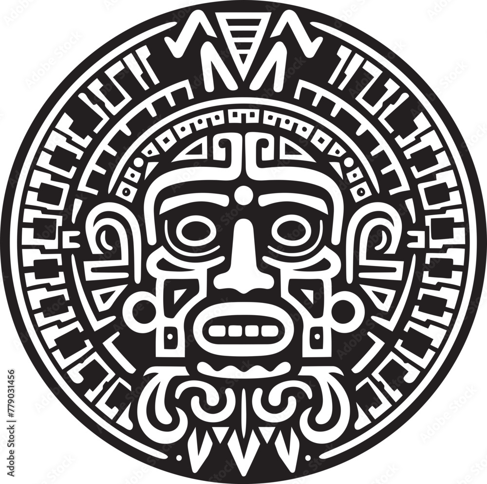 Honoring Aztec Cultural Contributions Drawing Icon Vector Logos Antique Aztec Artistic Revival ...