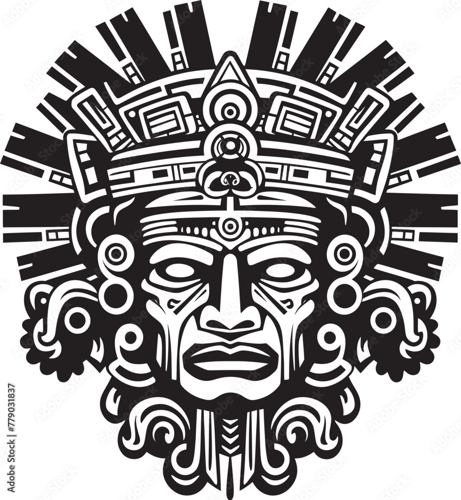 Antique Aztec Tradition Reimagined Vector Drawing Icon Logos Vintage ...