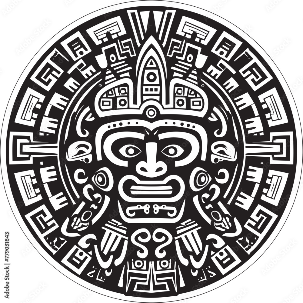 Antique Aztec Symbolic Art Revived Vector Logo Designs Vintage Tributes ...