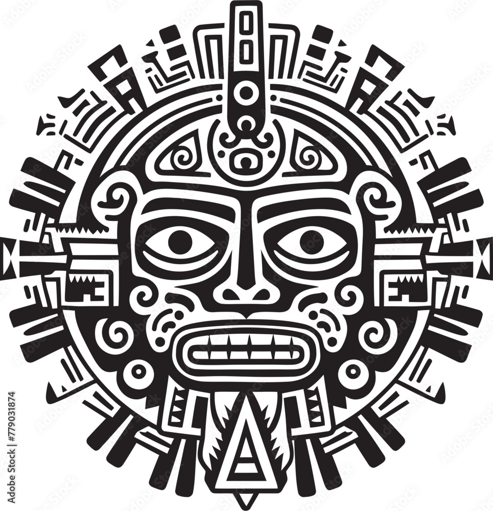 Resurrecting Aztec Cultural Icons Vector Drawing Icon Logos Antique ...