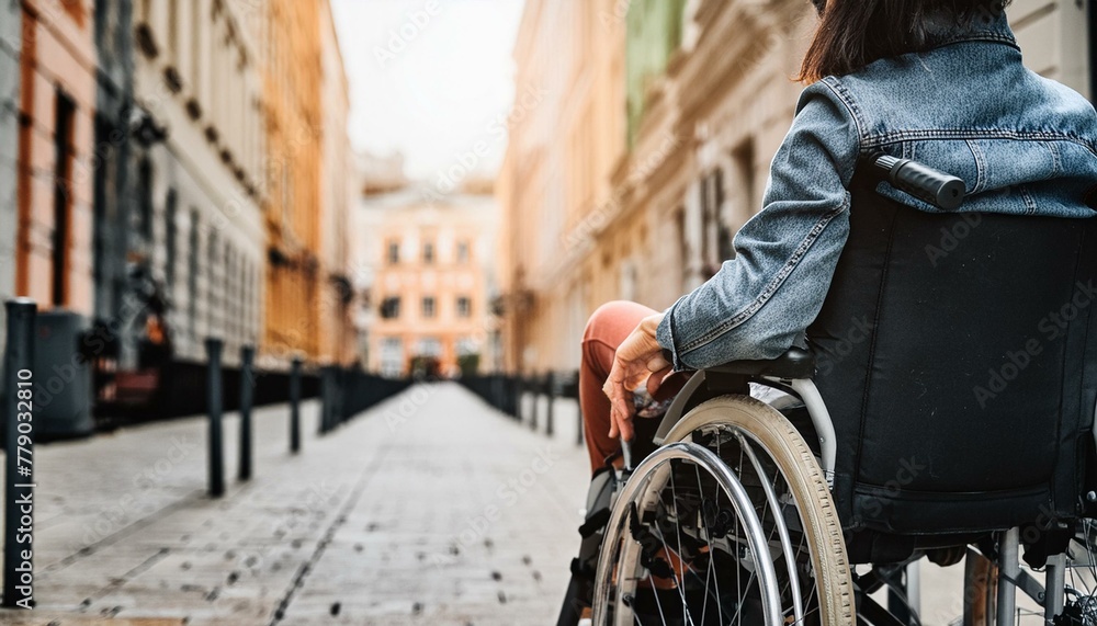 DETALHE DA LATERAL DE UMA PESSOA EM UMA CADEIRA DE RODAS CIRCULANDO EM ...
