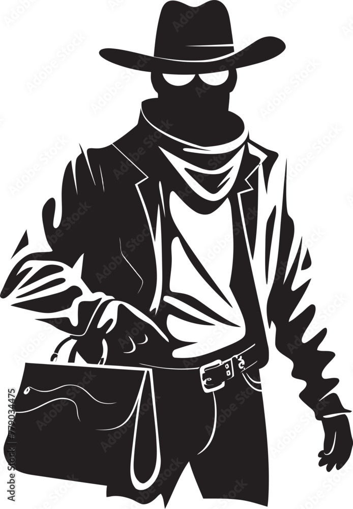 Frontier Felon Cartoon Cowboy Robber Emblem Wild West Whimsy Cartoon ...