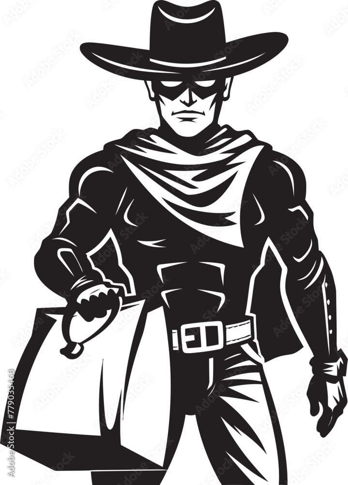 High Noon Heist Masked Cowboy Robber Vector Logo Design Renegade Raider ...