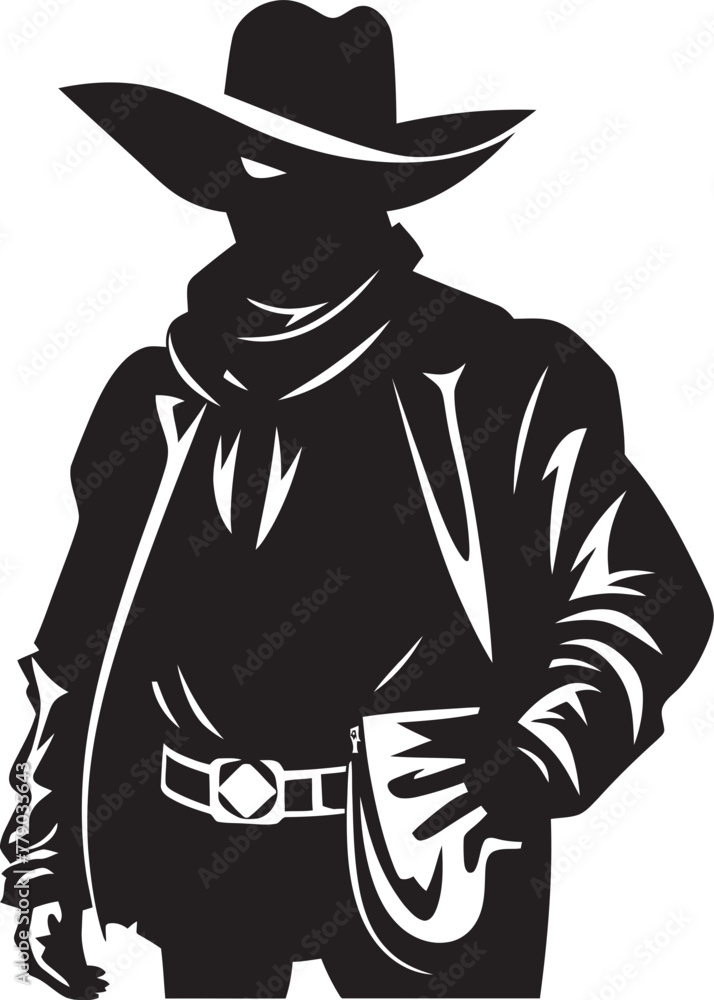 Frontier Freedom Fighter Cartoon Masked Cowboy Robber Logo Icon Wanted ...