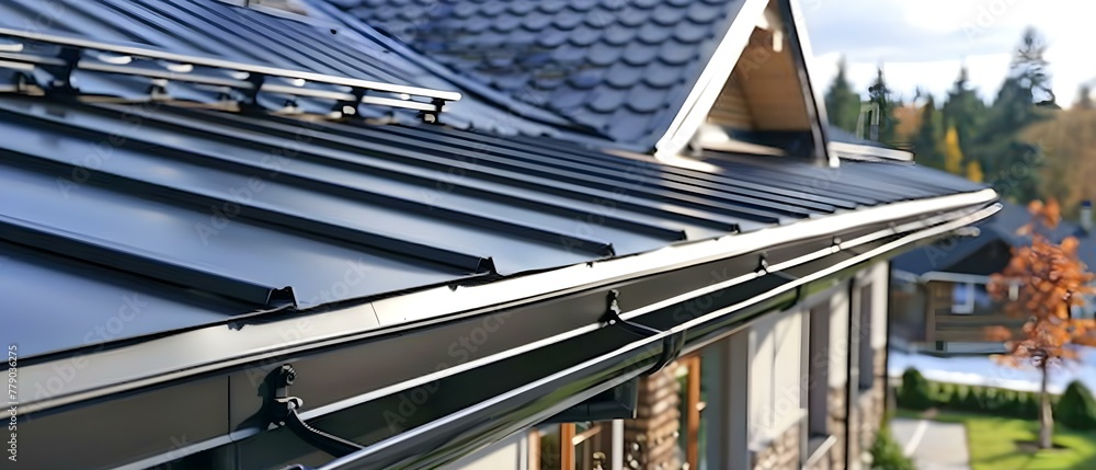 Modern Home Gutter System for Effective Rainwater Management. Concept ...