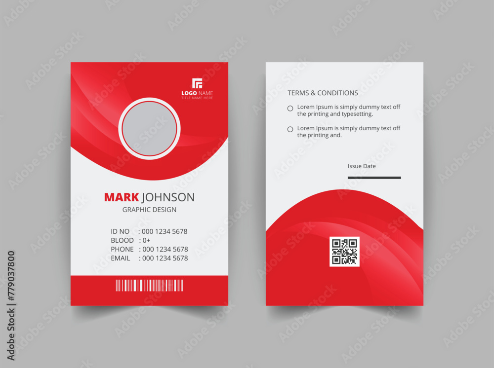 Employee Photo ID Card or vector id card template Stock Vector | Adobe ...
