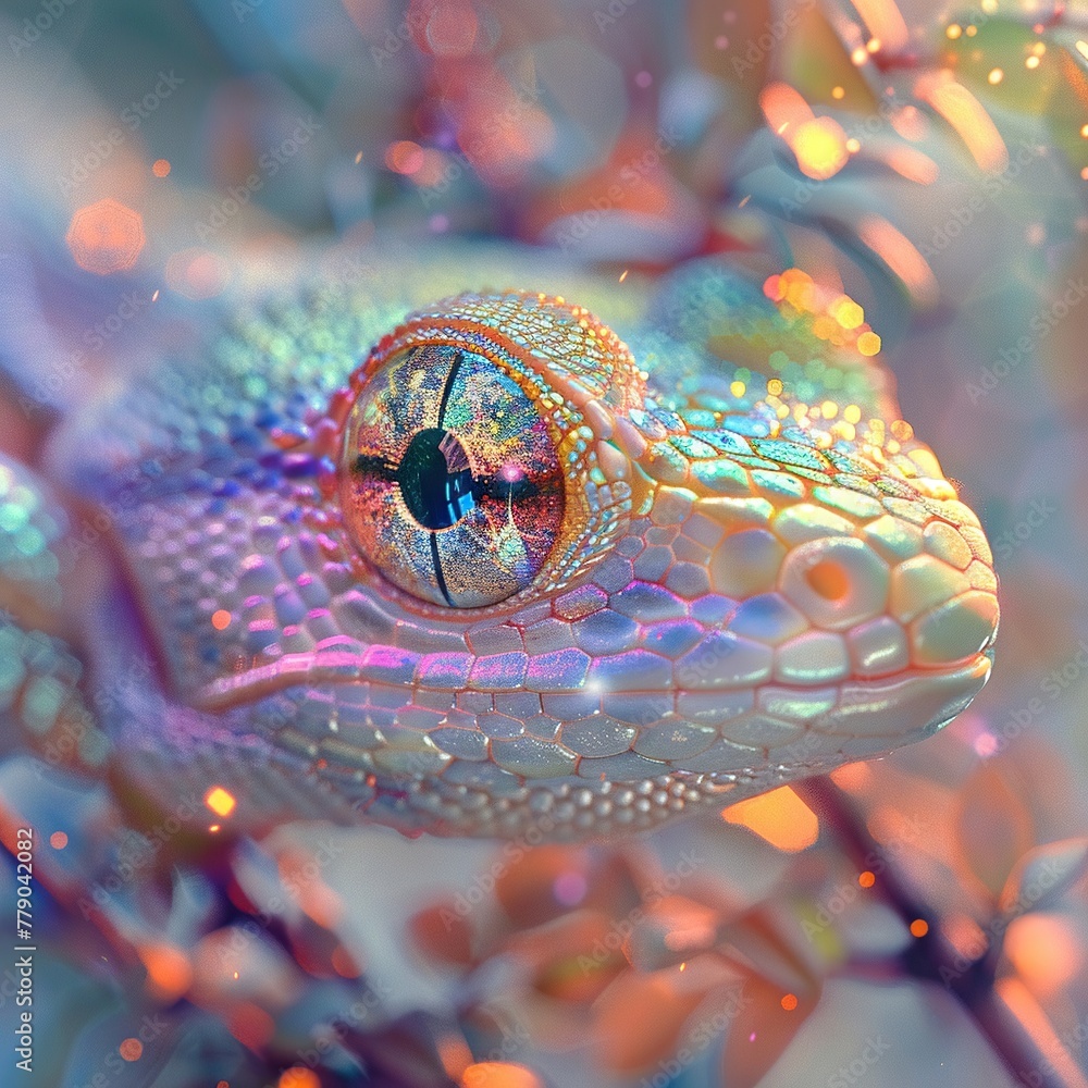 Extraterrestrial lizard reptile creature, shimmering scales ...