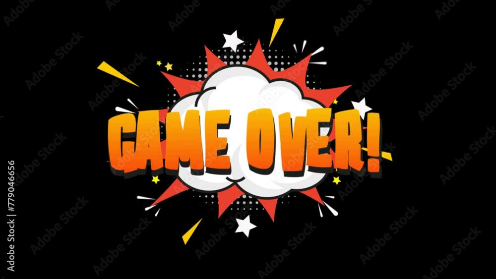 GAME OVER - Comic strip cartoon animation Pop Art text message video 4K ...