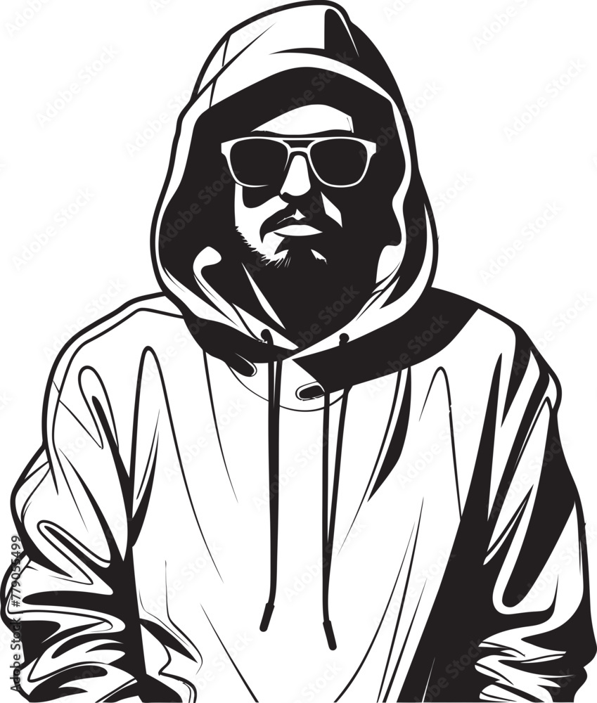 Shadow Sentinel Disguised Man in Hood and Glasses Vector Emblem Noir ...