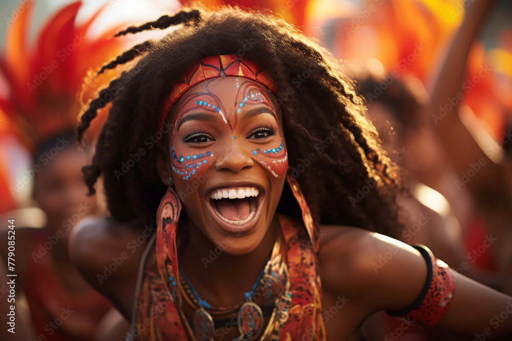 color photo of a vibrant carnival parade in Rio de Janeiro, Brazil ...