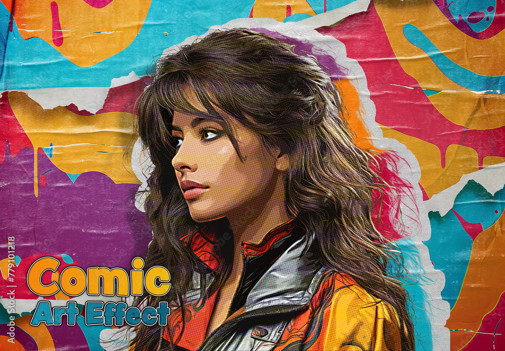 Comic Pop Art Photo Effect Mockup. Generative Ai Background Stock ...