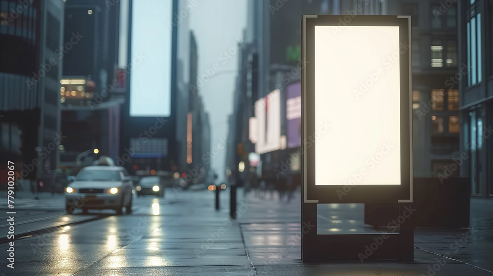 Mockup. Vertical advertising display on the street. Standalone ...