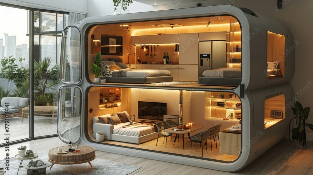 Compact Living Spaces: Photograph multifunctional furniture, space ...