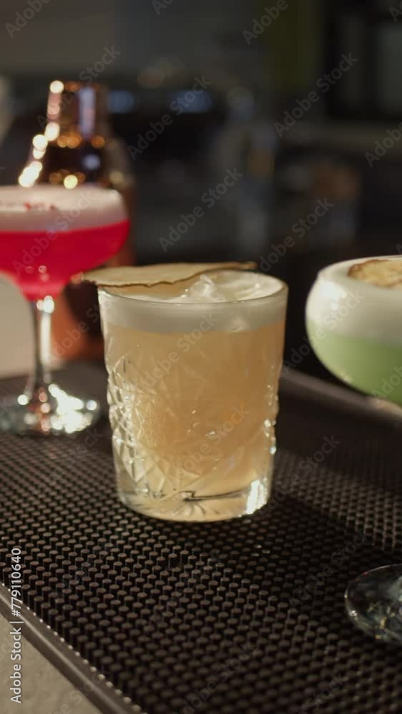 Three different types of blended cocktails in vibrant colors. Various ...