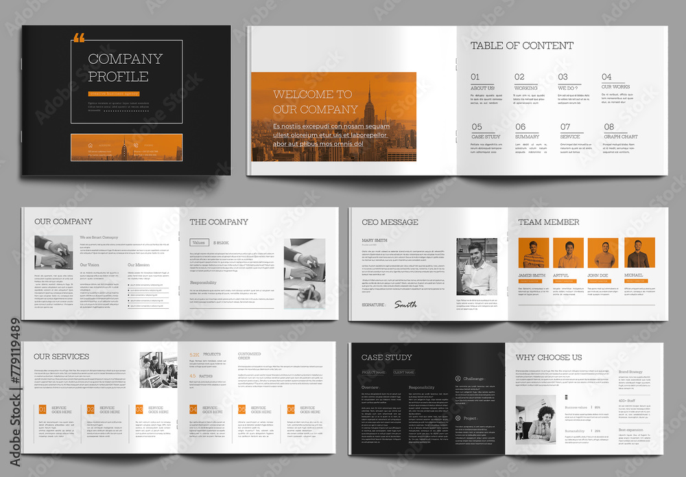 Company Profile Landscape Layout Stock Template | Adobe Stock