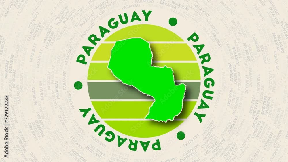 Paraguay logo intro. Badge with the circular name and map of country ...
