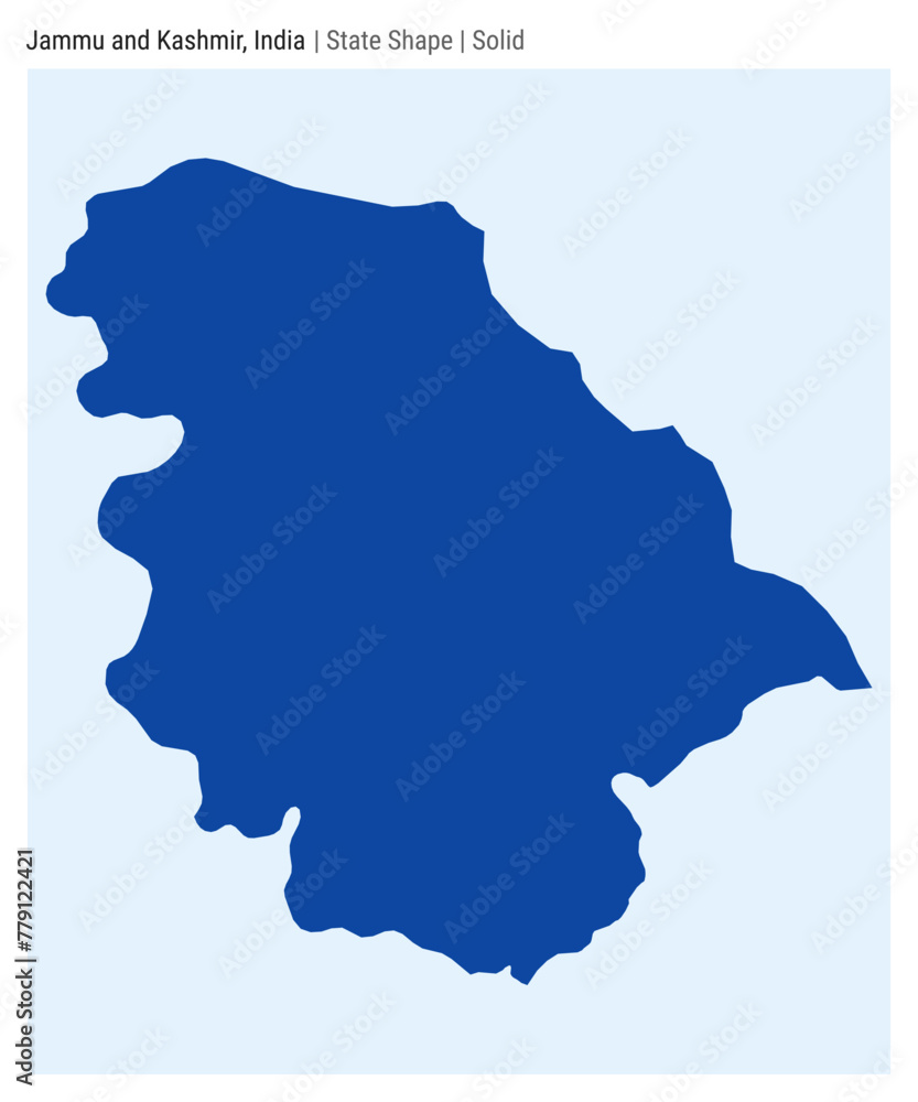 Jammu and Kashmir, India. Simple vector map. State shape. Solid style ...