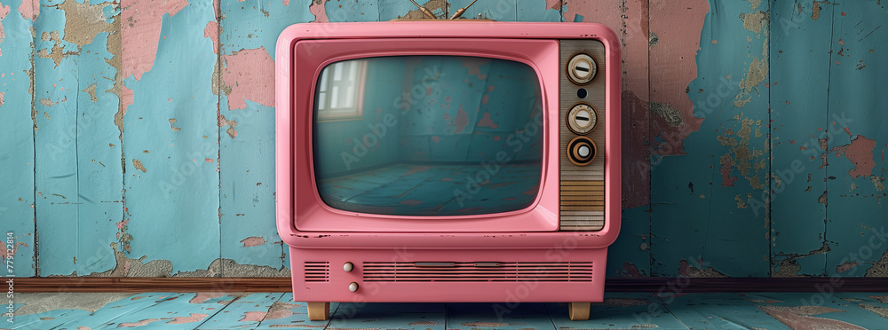 Frontal angle rendering of a cute pink TV in C4D style , pink tone ...