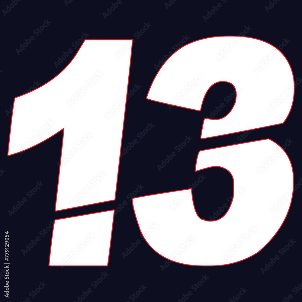 13 Classic Vintage Sport Jersey / Uniform numbers in black with a black ...