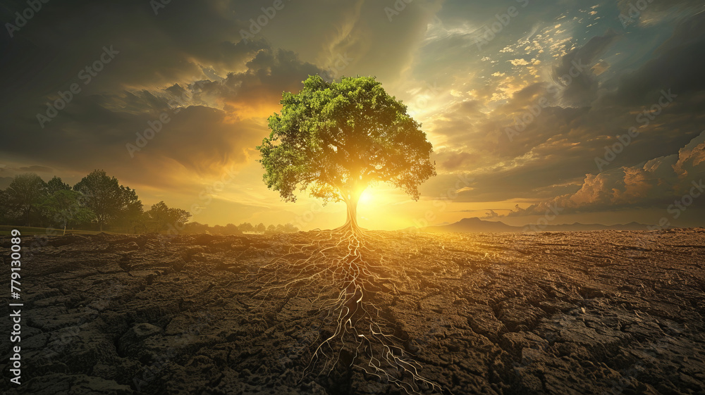 Comprehensive global warming image portrays causes, impacts, mitigation strategies, individual ...