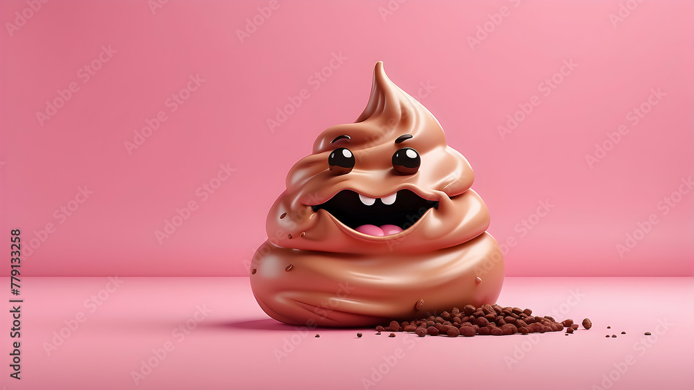 A high-quality 3D illustration of a smiling poop emoji character on a ...
