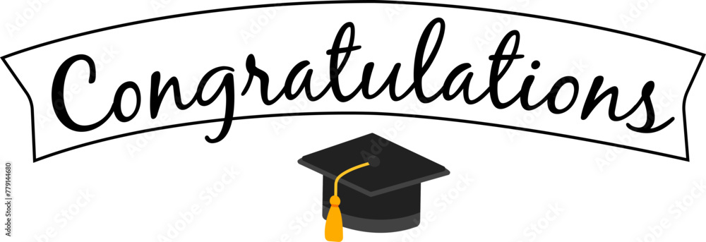 Congratulations! Graduation cap with degree award vector illustration ...