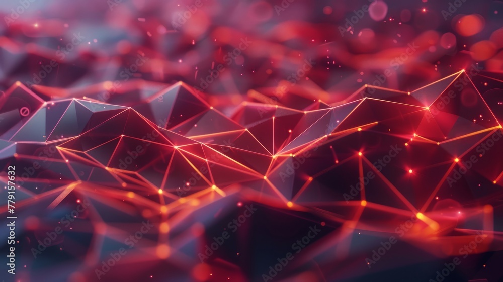 Abstract polygonal space background with red hues - This visually ...