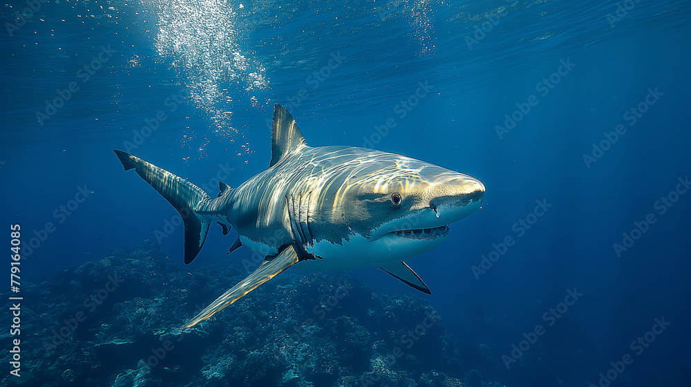 Oceanic Encounter: With a sense of awe and wonder, a scuba diver marvels at the sight of a ...