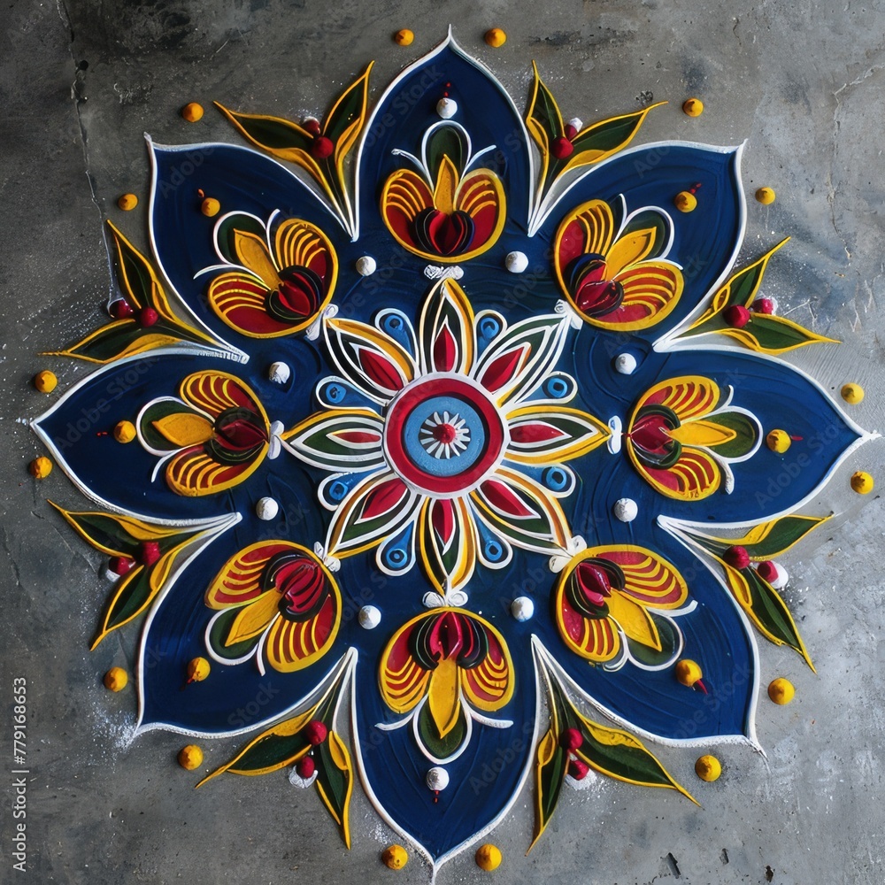 Spiritual symbol of circular rangoli design. Happiness drawing, new ...