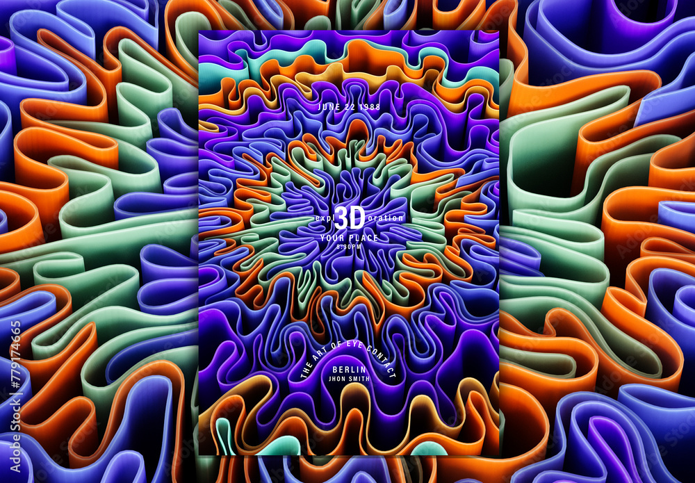 Colorful 3D Poster Design Layout with Minimal Typography Stock Template ...