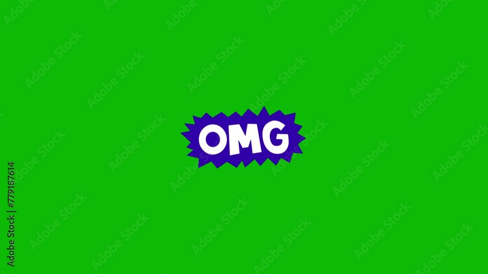 "OMG" Typo on Textbox Style Speech Bubble Symbol on Green Screen ...