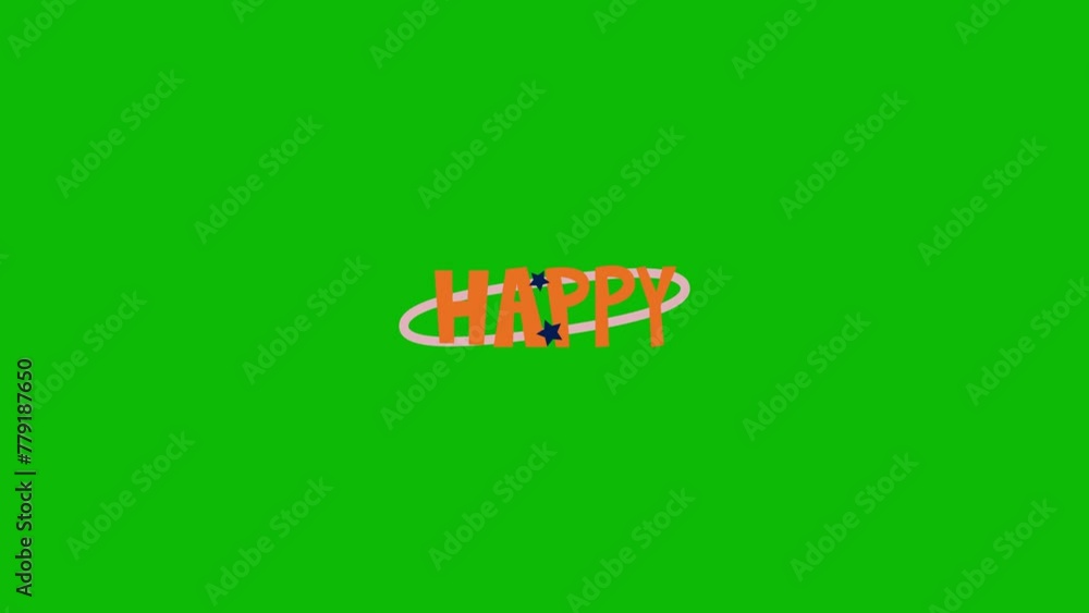 "HAPPY" Typo on Textbox Style Speech Bubble Symbol on Green Screen ...