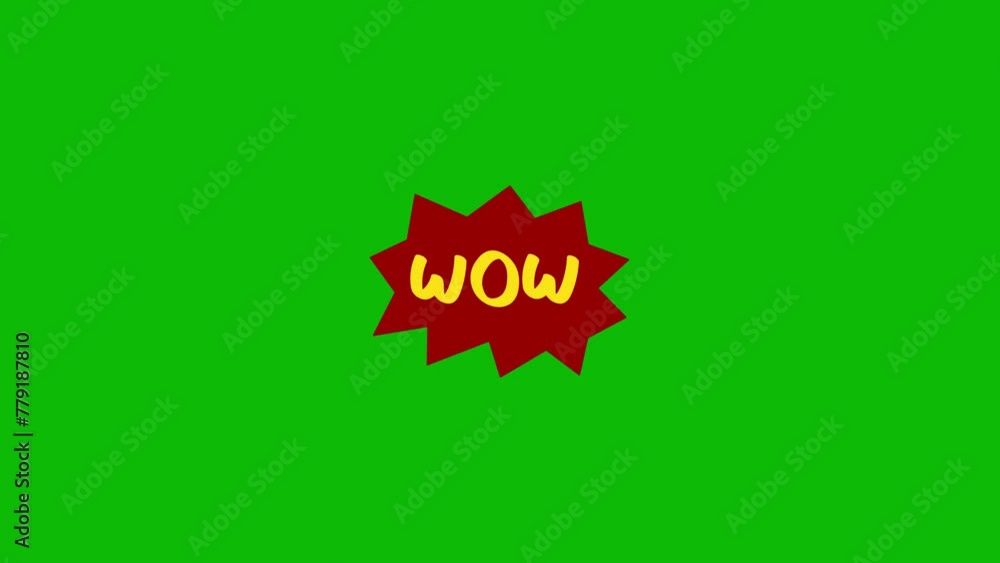 "WOW" Typo on Textbox Style Speech Bubble Symbol on Green Screen ...