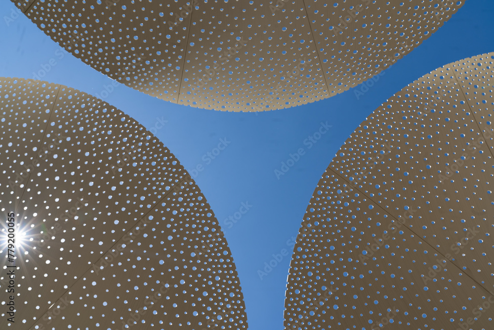 Moody patio shade canopy and rainwater collection system at Blanton ...