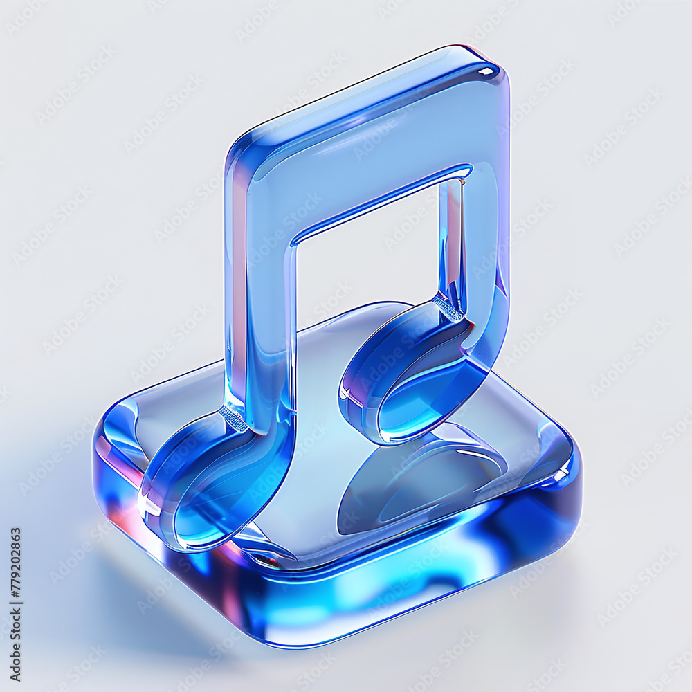 glossy 3D icon of music note symbol, Two eighth notes Stock ...
