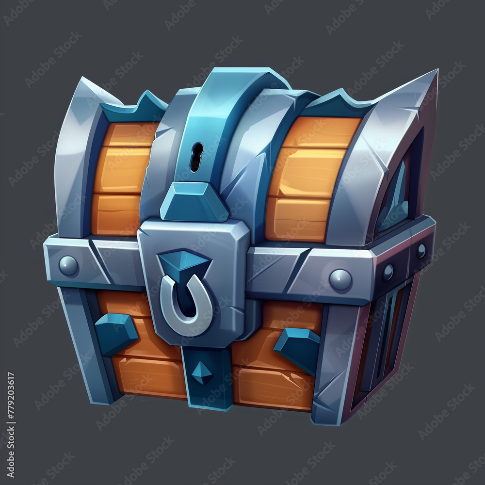 Treasure chest icon. Loot box icon. Treasure crest icon. Chest game ...