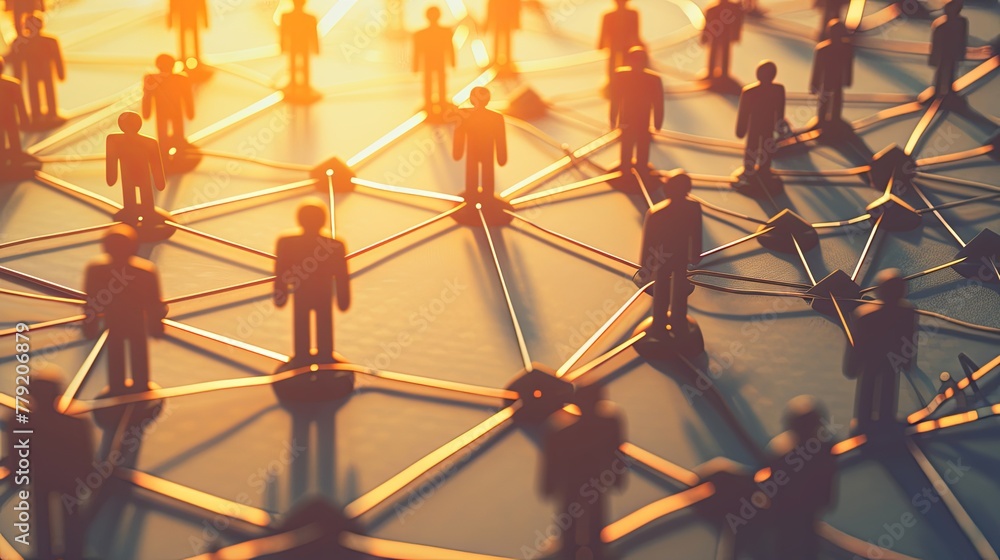 A large group of people connected by lines. Smart City. A graphic ...