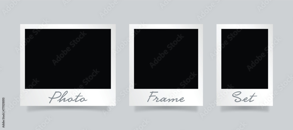 Polaroid photo frames set, realistic photo templates Stock Vector ...