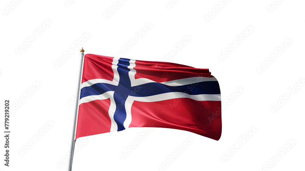 flag of norway on a transparent background, waving in the wind, symbol ...