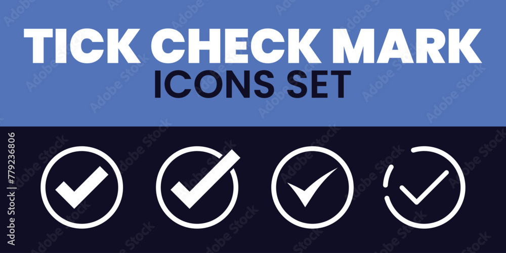 Check Mark Icons Set Vector Tick Mark Illustration Correction Mark ...